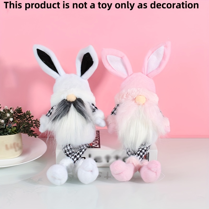 easter faceless doll long legs black white checkered rabbit - Temu