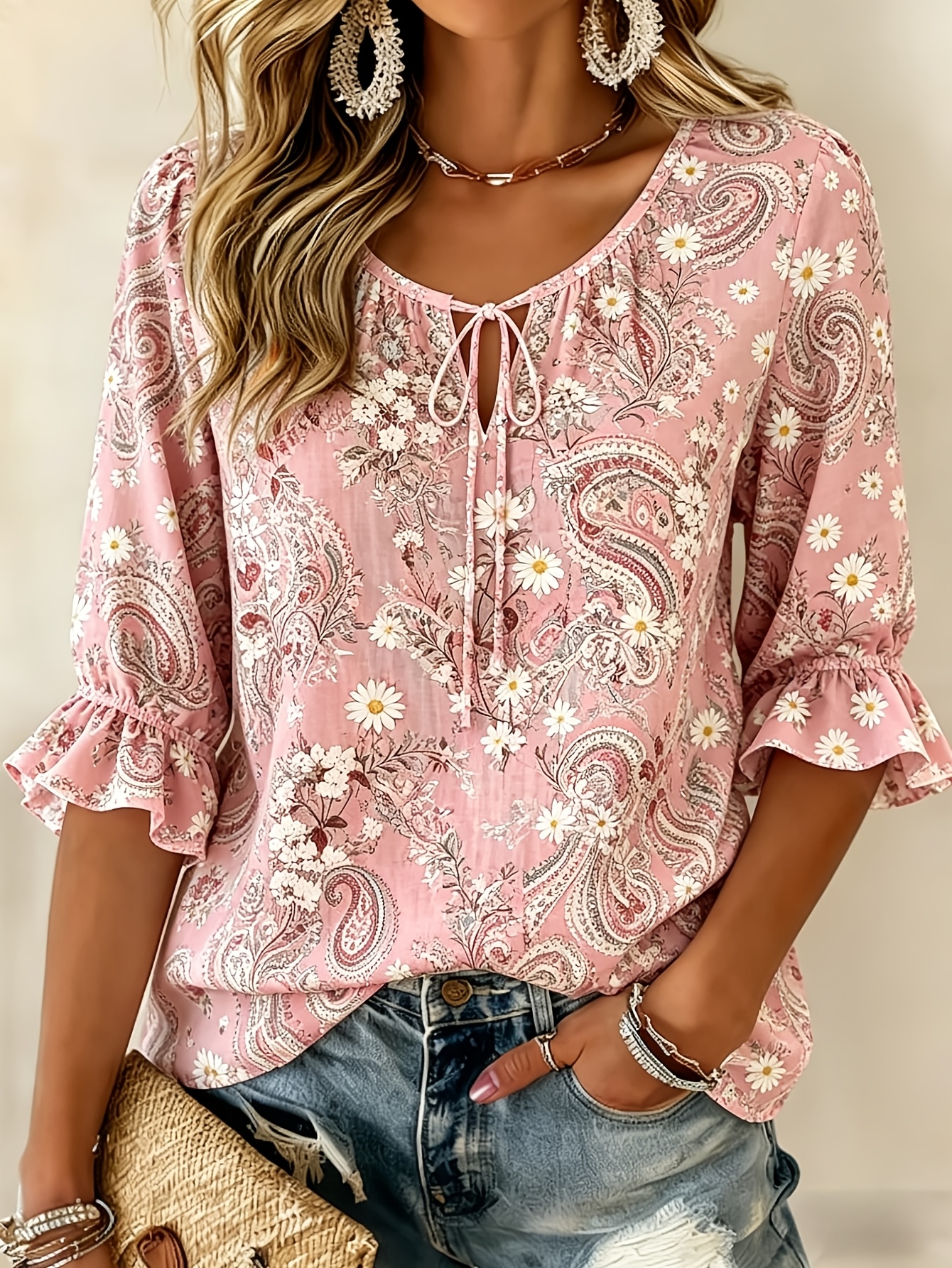 boho blouses sold on Temu United States