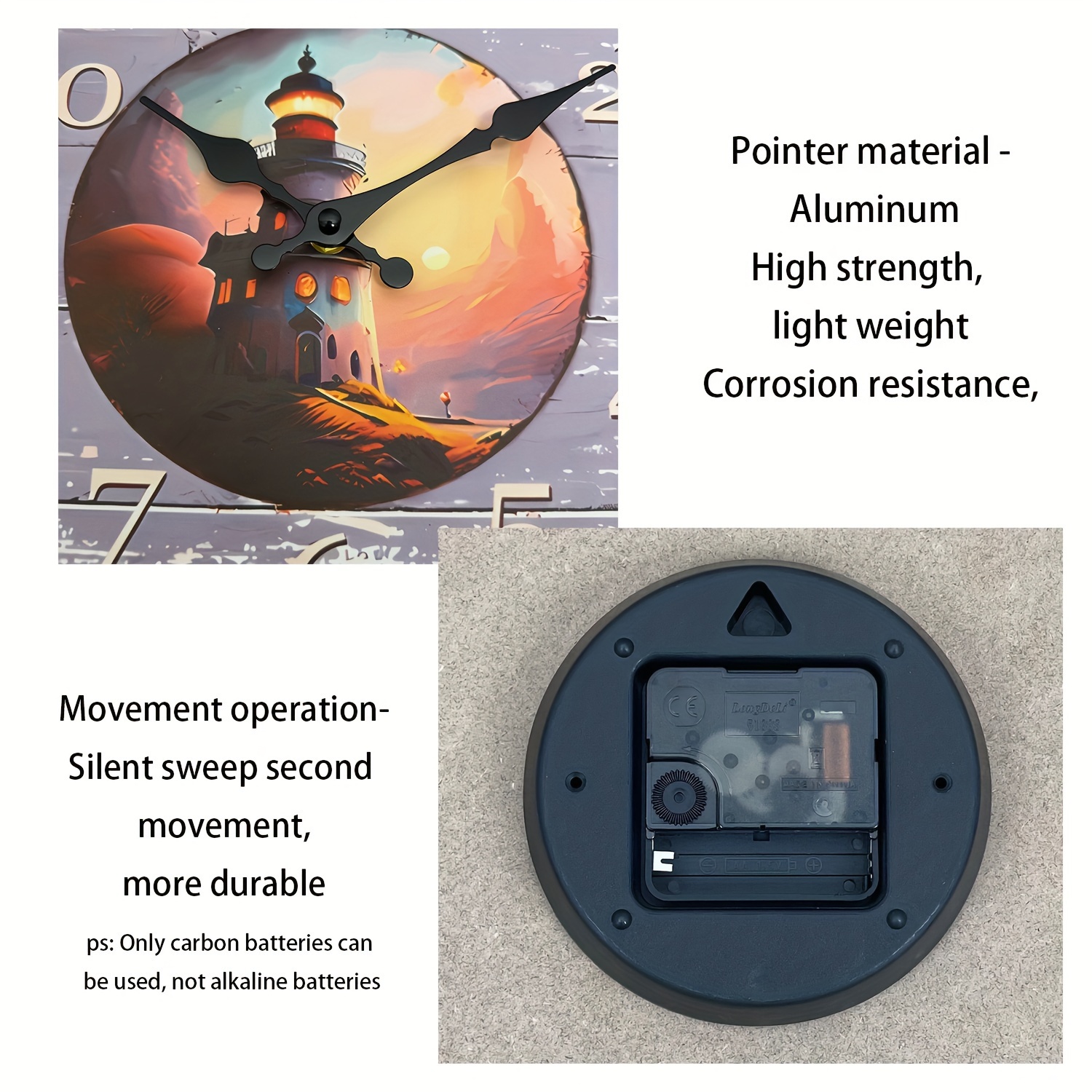 1pc Lighthouse Wall Clock Beach Theme Decorative Wall Clock Shabby Chic ...