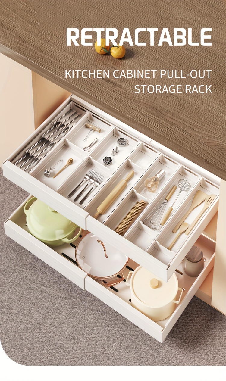 Expandable Metal Pull-out Kitchen Cabinet Organizer, Rust-resistant ...