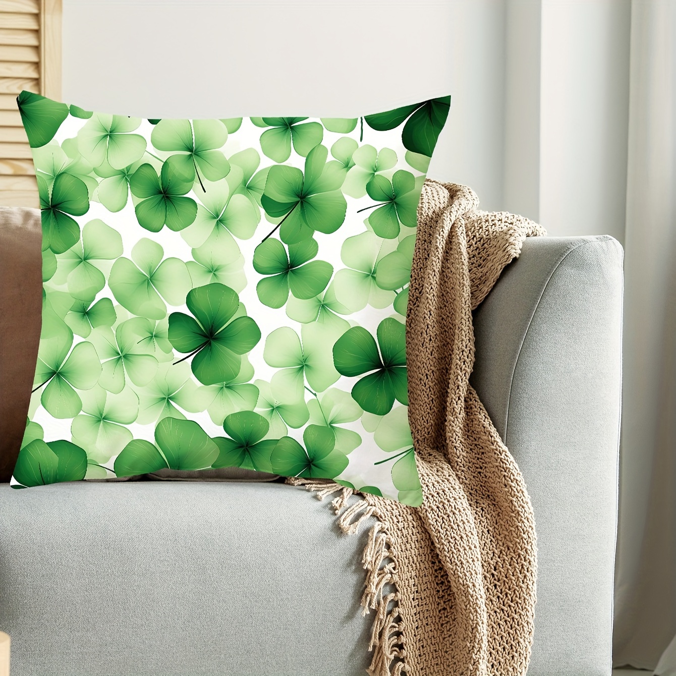 St. Patrick's Day Clover Print Throw Pillowcase Home Decor - Temu Ireland