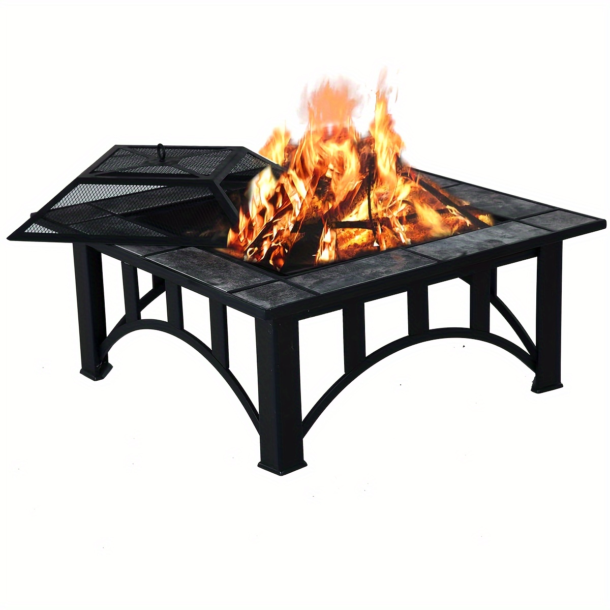 33 fire pits for outside square marble tile fire poker and mesh lid for ...