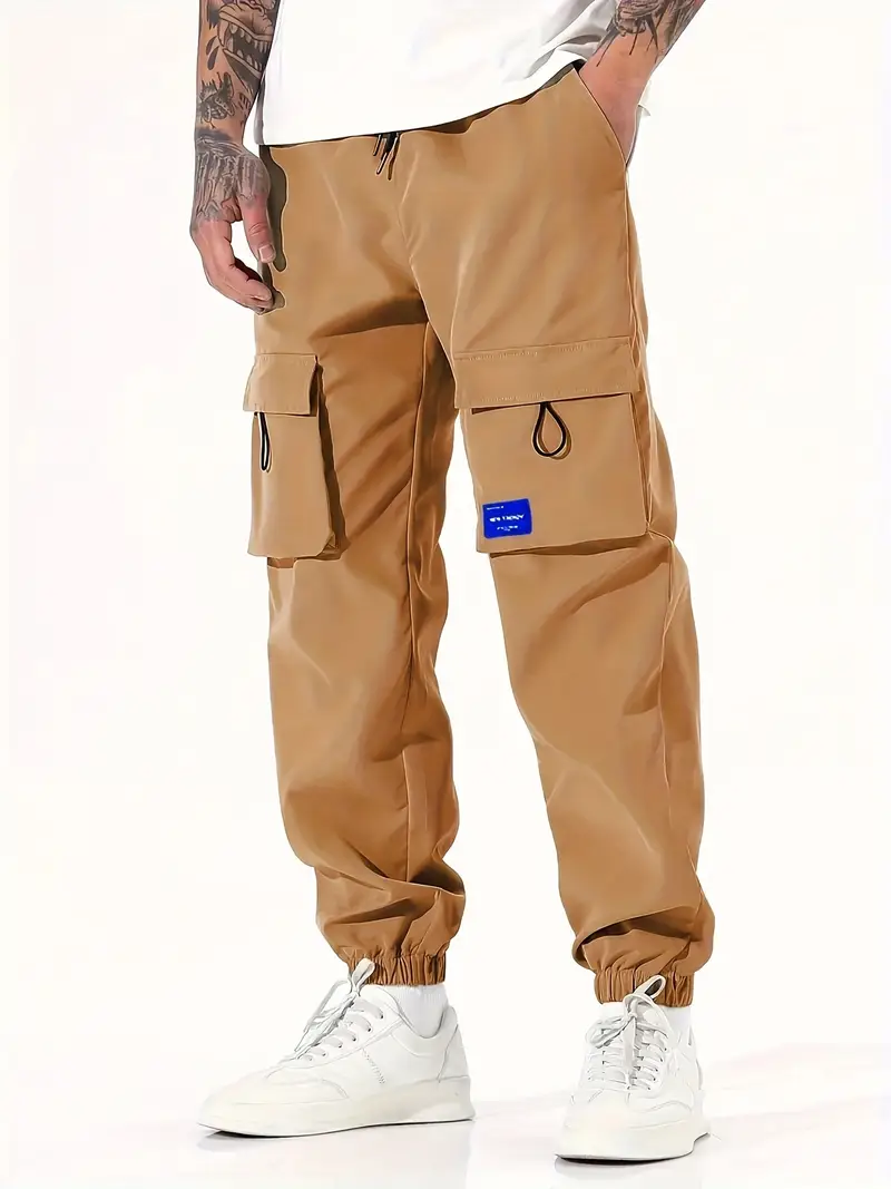 Mens Loose Solid Cargo Joggers Pockets Active Breathable Temu Portugal