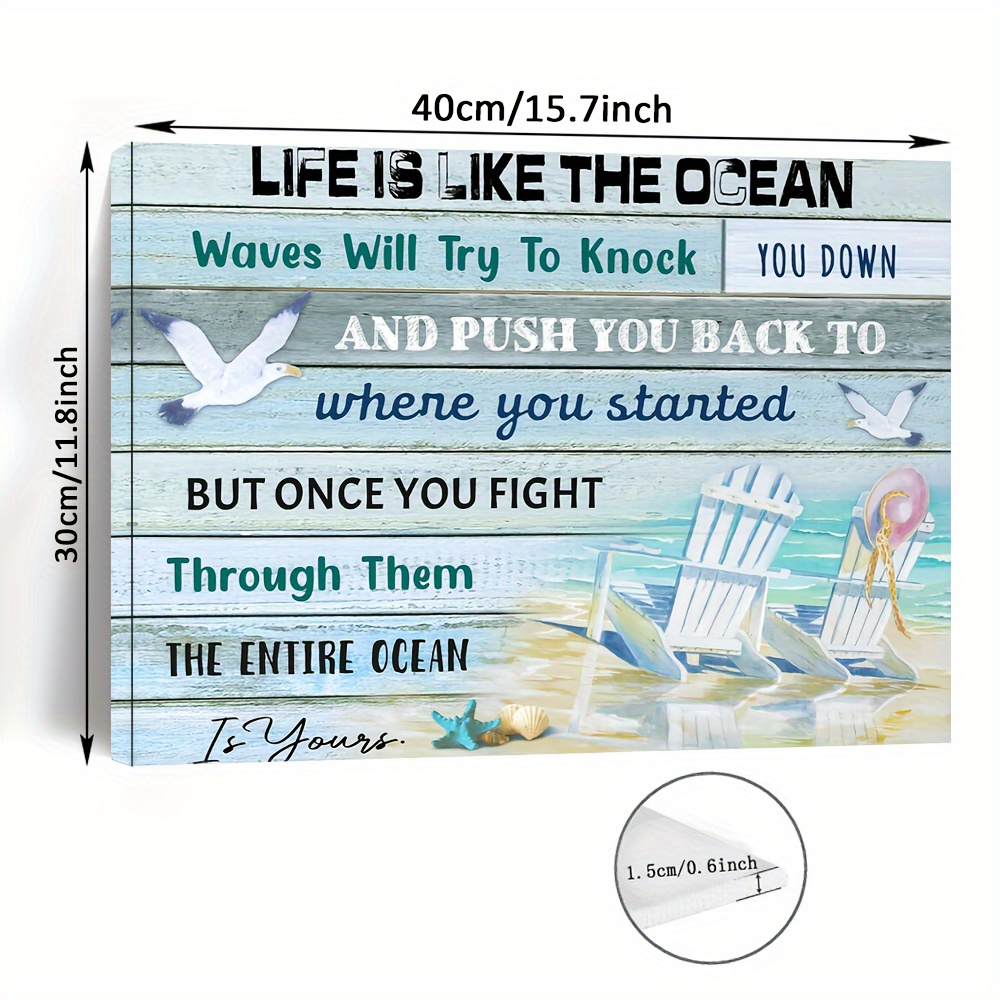 Wooden Framed Canvas Painting Beach Decor Beach Pictures - Temu United ...