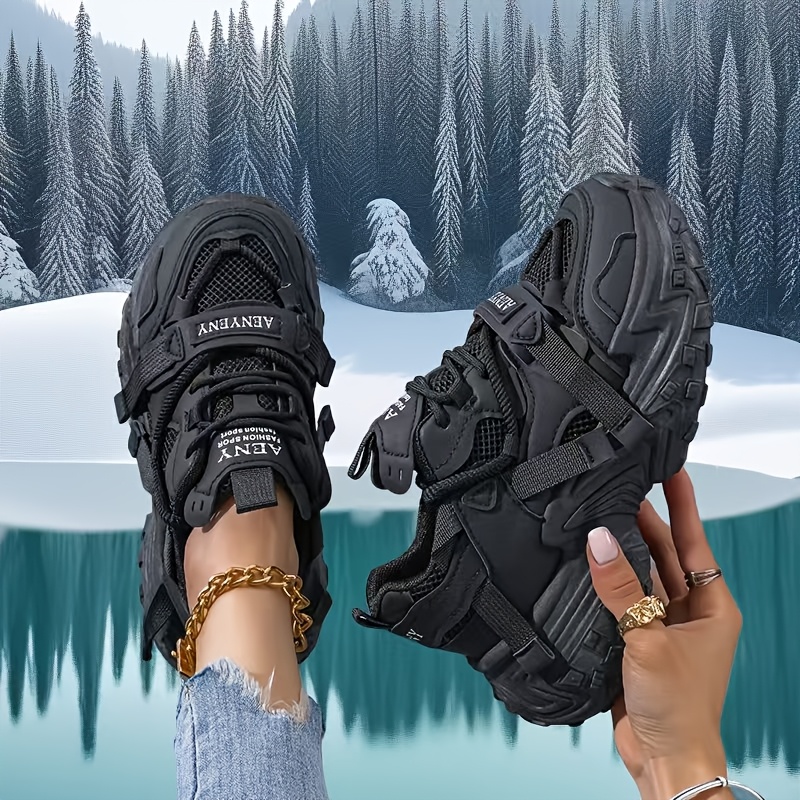black platform sneakers for women sold on Temu United States