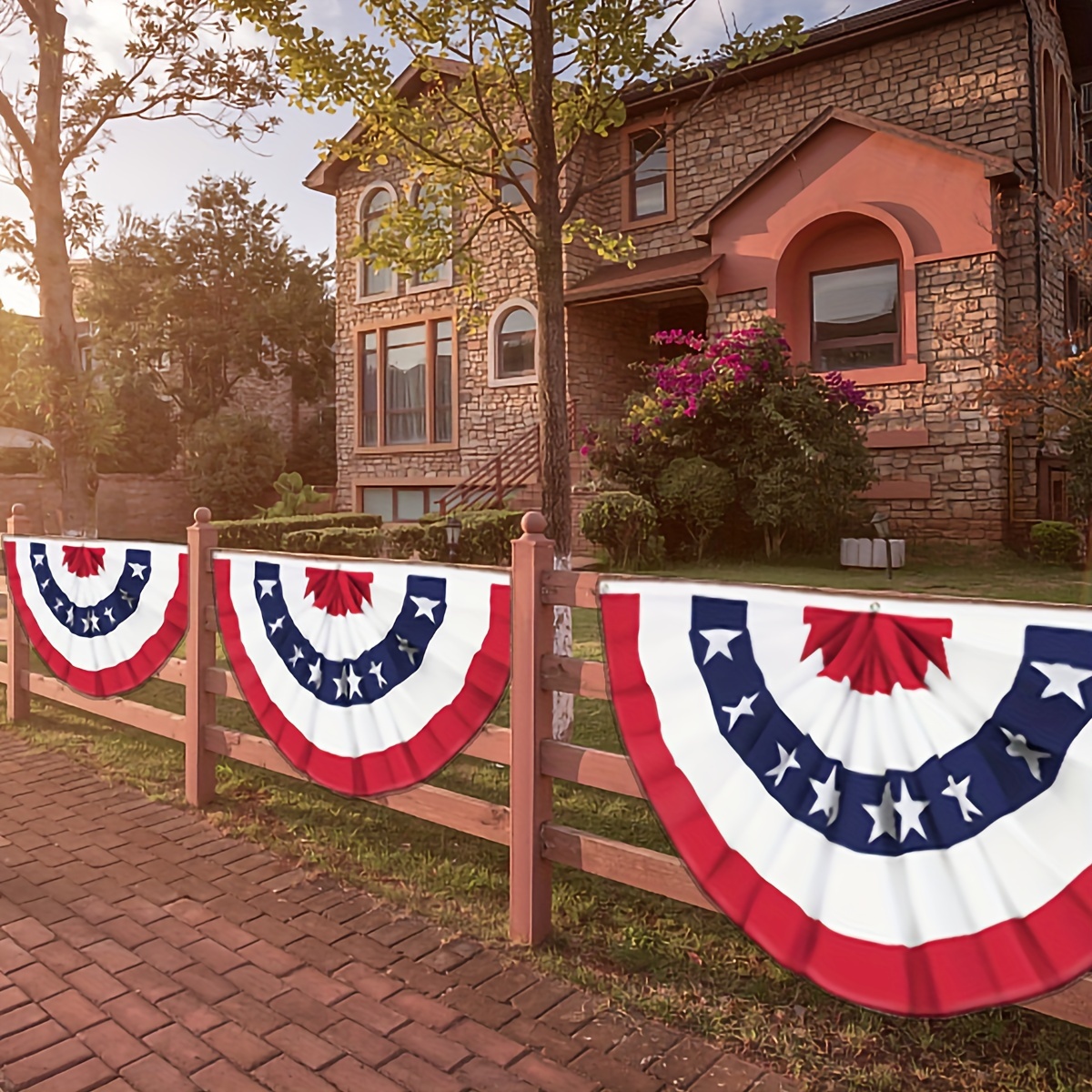 Usa Pleated Fan Flags: American Bunting Decorations Sewn - Temu