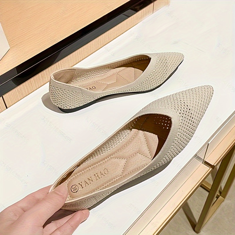 Womens Solid Color Mesh Flats Soft Sole Lightweight Knitted - Temu ...