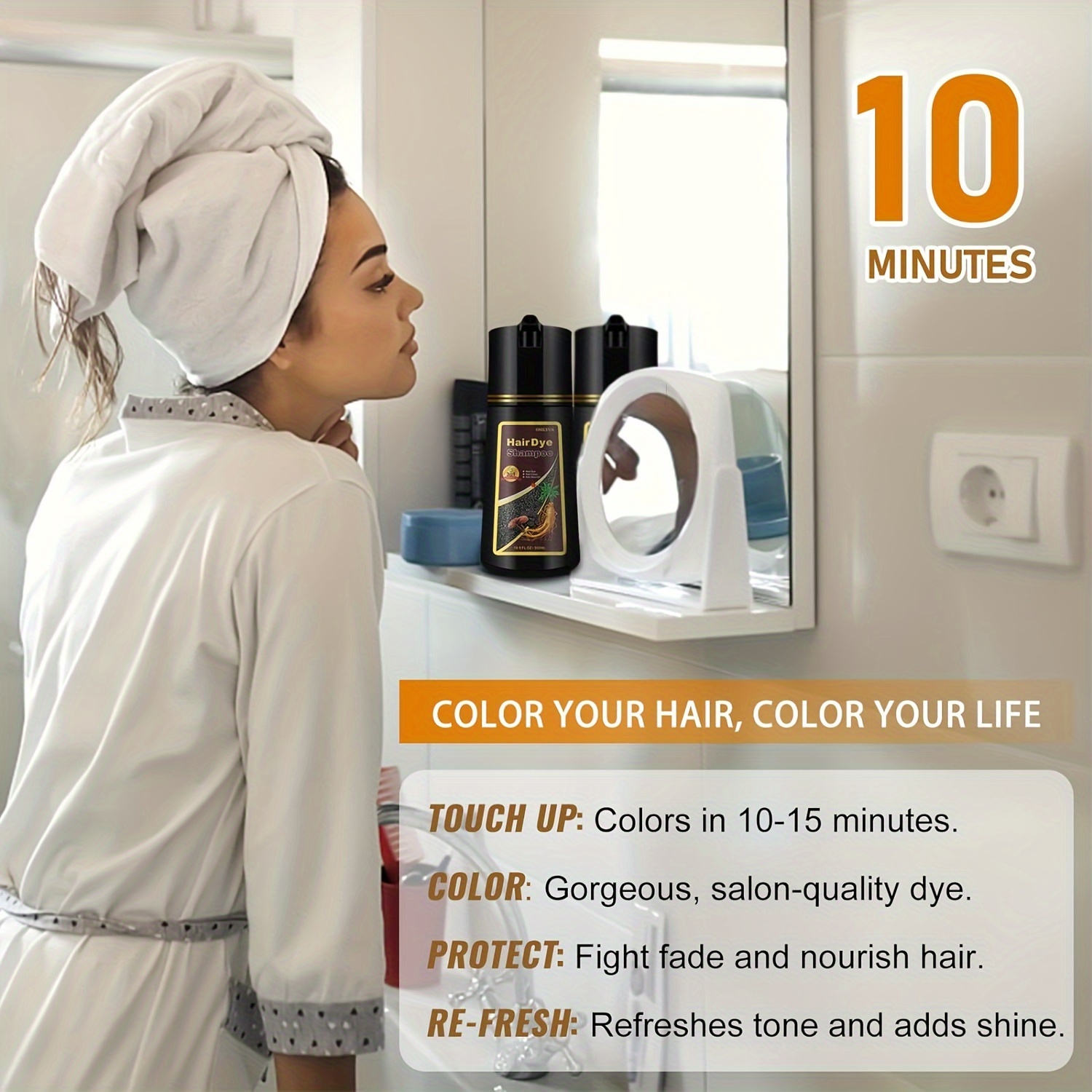 Instant Dark Coffee Hair Dye Shampoo 1 100% Gray Hair - Temu
