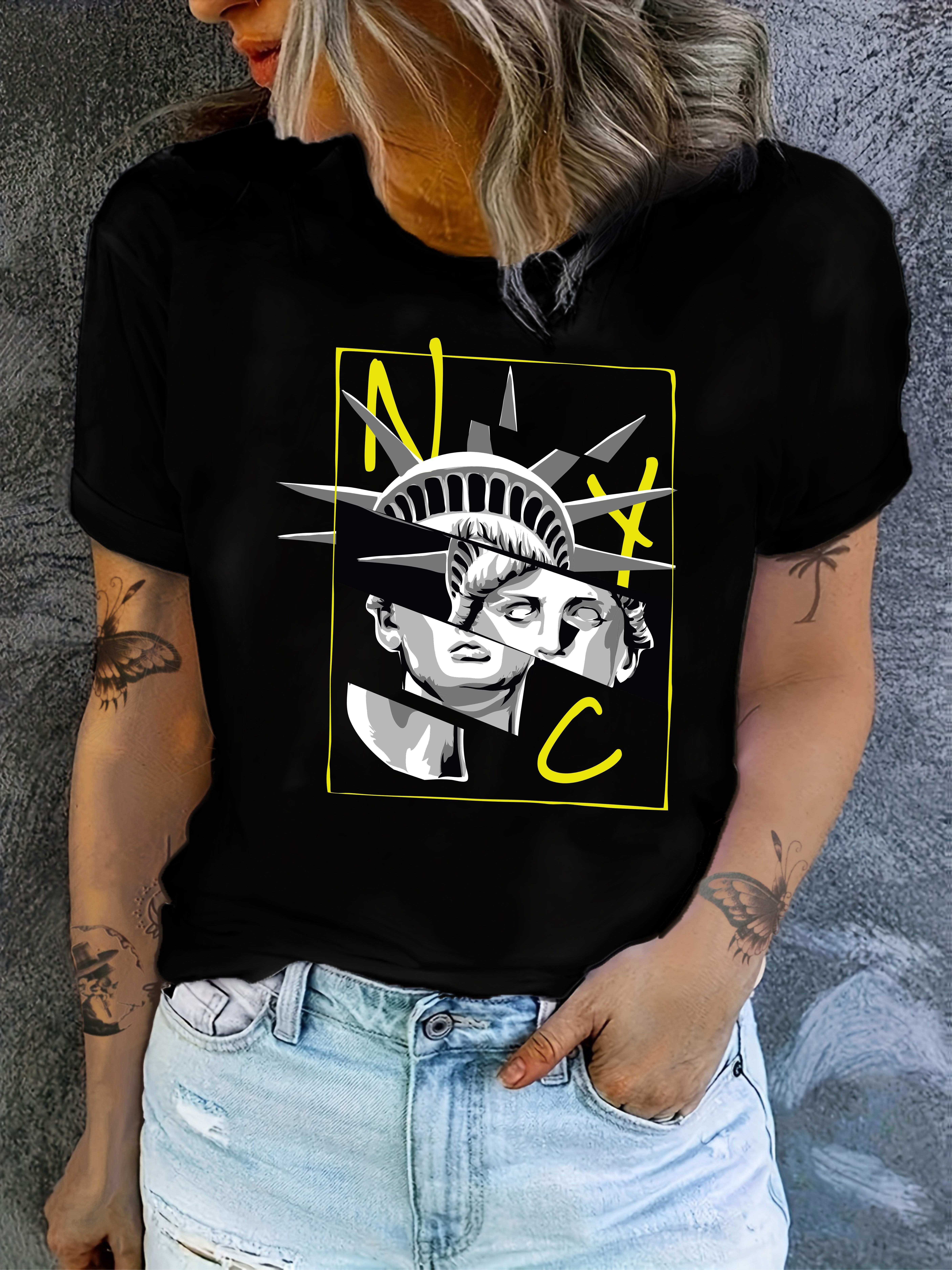 Graphic Print T shirt Casual Crew Neck Short Sleeve Top - Temu Canada