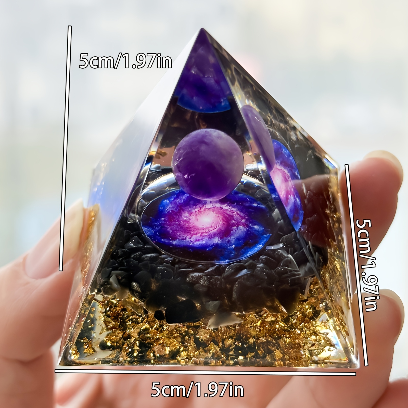 Purple Obsidian Ornaments 1pc of orgonite pyramid made of natural ...