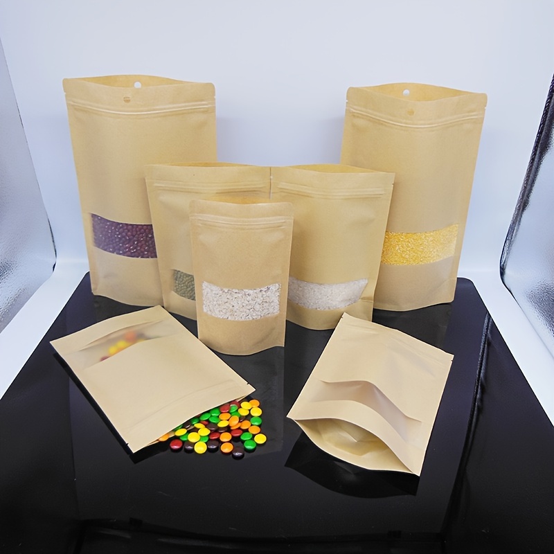 Kraft Paper Zipper Bags Window Moisture Waterproof Perfect - Temu