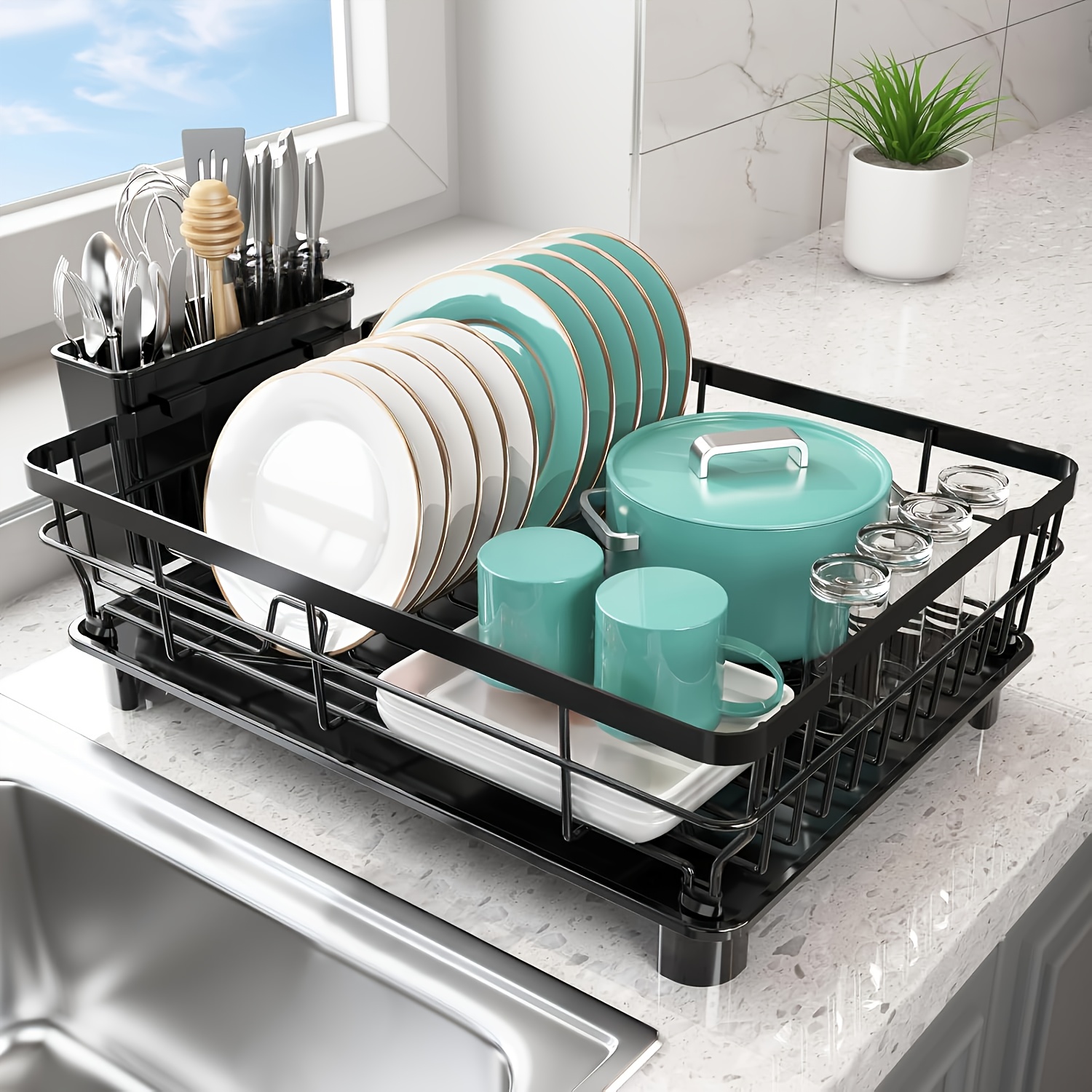 dish rack utensil holder sold on Temu United States