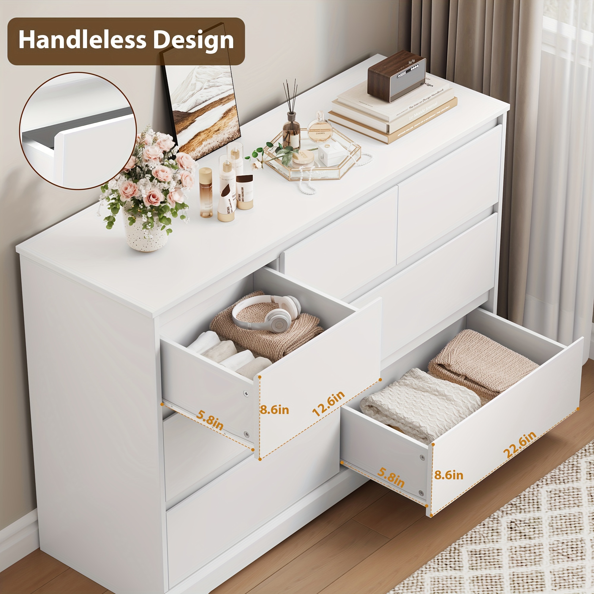 fultru modern white dresser tall chest drawers storage 7 Temu
