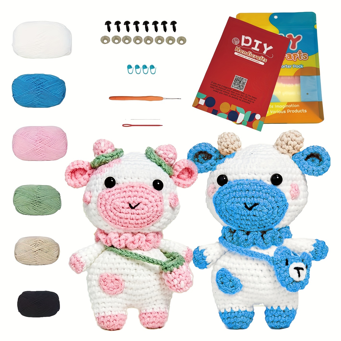 Anime inspired Hand crocheted Cow Couple Dolls Diy Crochet - Temu