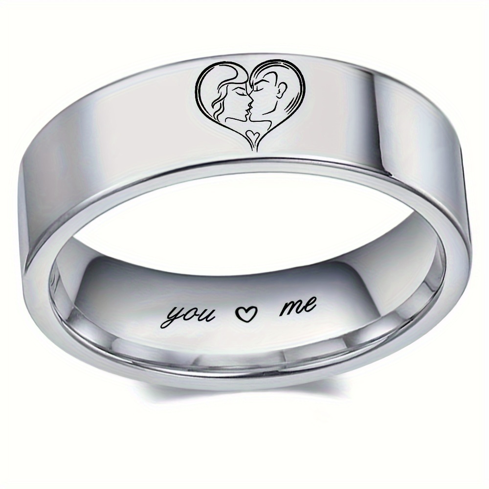 Love Couple Embrace Love Stainless Steel Couple Ring - Temu United Kingdom