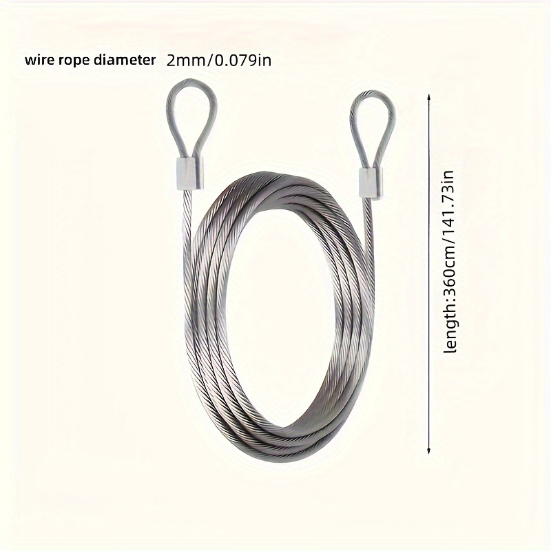 1pc 3.6m High-tensile Stainless Steel Wire Rope - Durable, Weatherproof ...