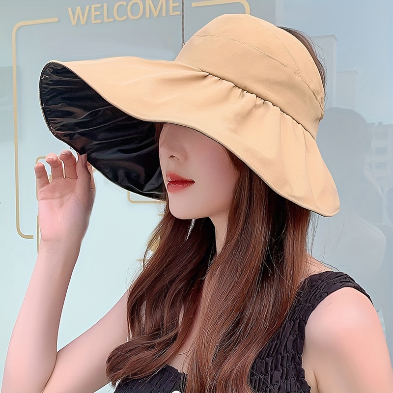 Trendy Wide Brim Sun Hats Classic Print Ponytail - Temu Australia