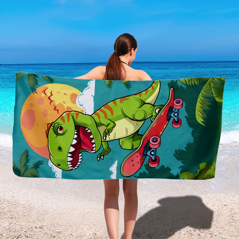 oversized quick dry beach towel cute cartoon dinosaur design Temu