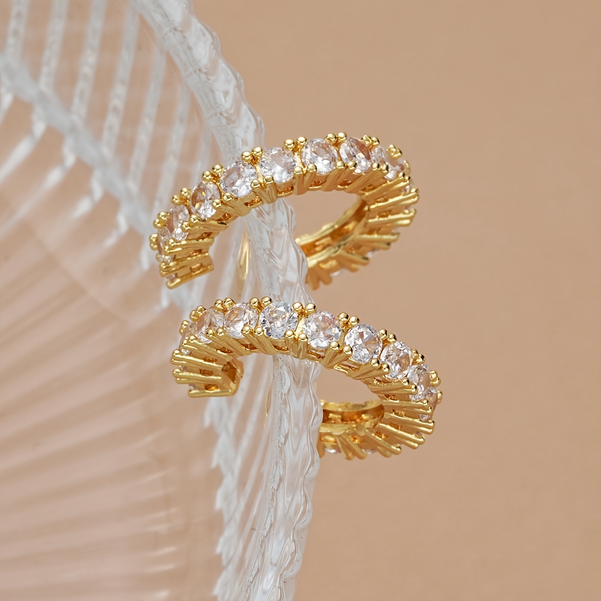 Minimalist Style Ear Cuff Copper Metal Zircon Decor Shiny - Temu United ...