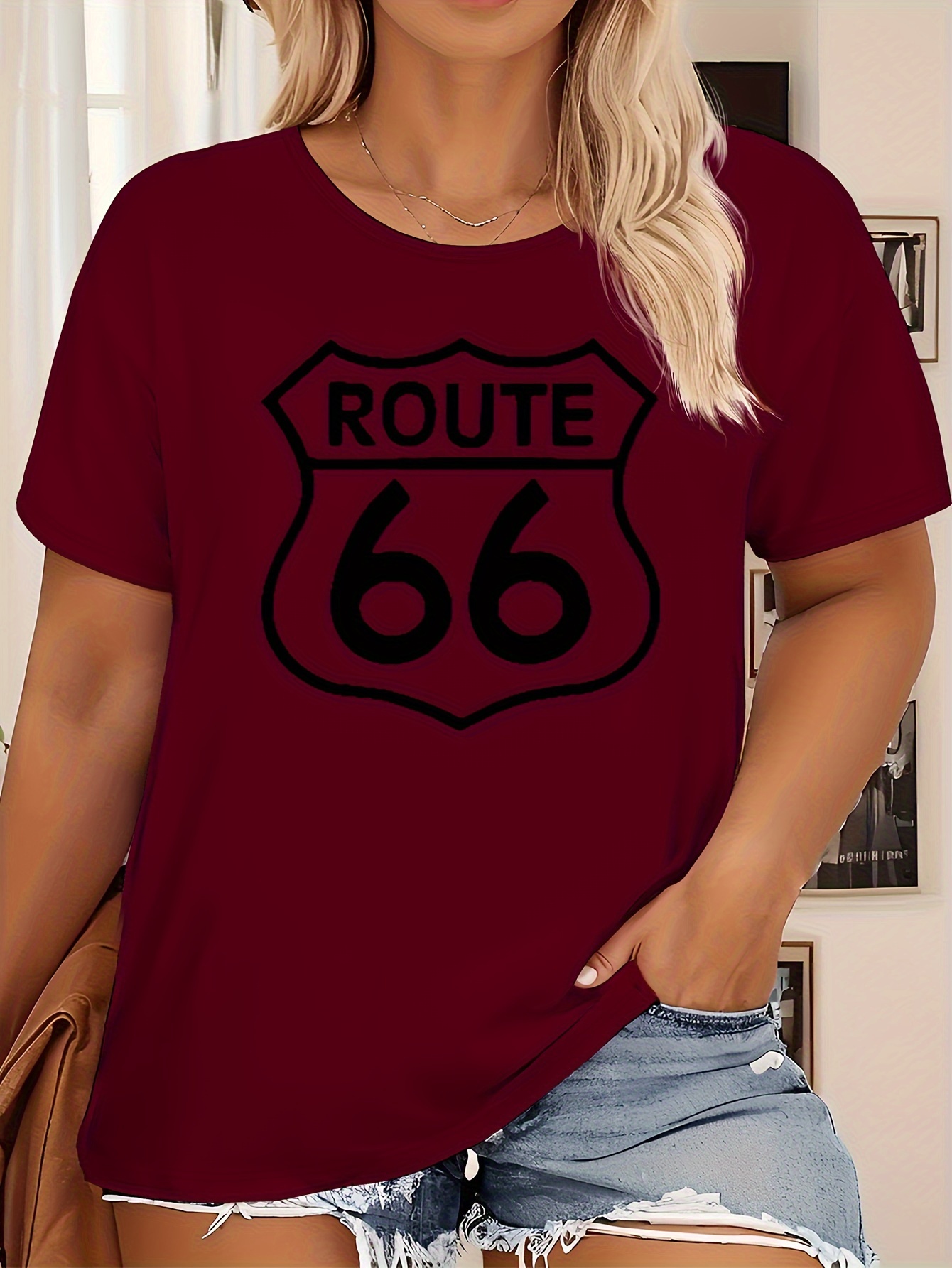 Number Print T shirt Plus Size Short Sleeve Crew Neck Casual - Temu Canada