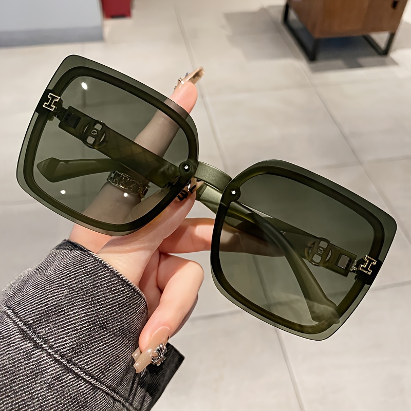 Vintage Square Women Luxury Rimless Gradient Lens Decorative - Temu ...