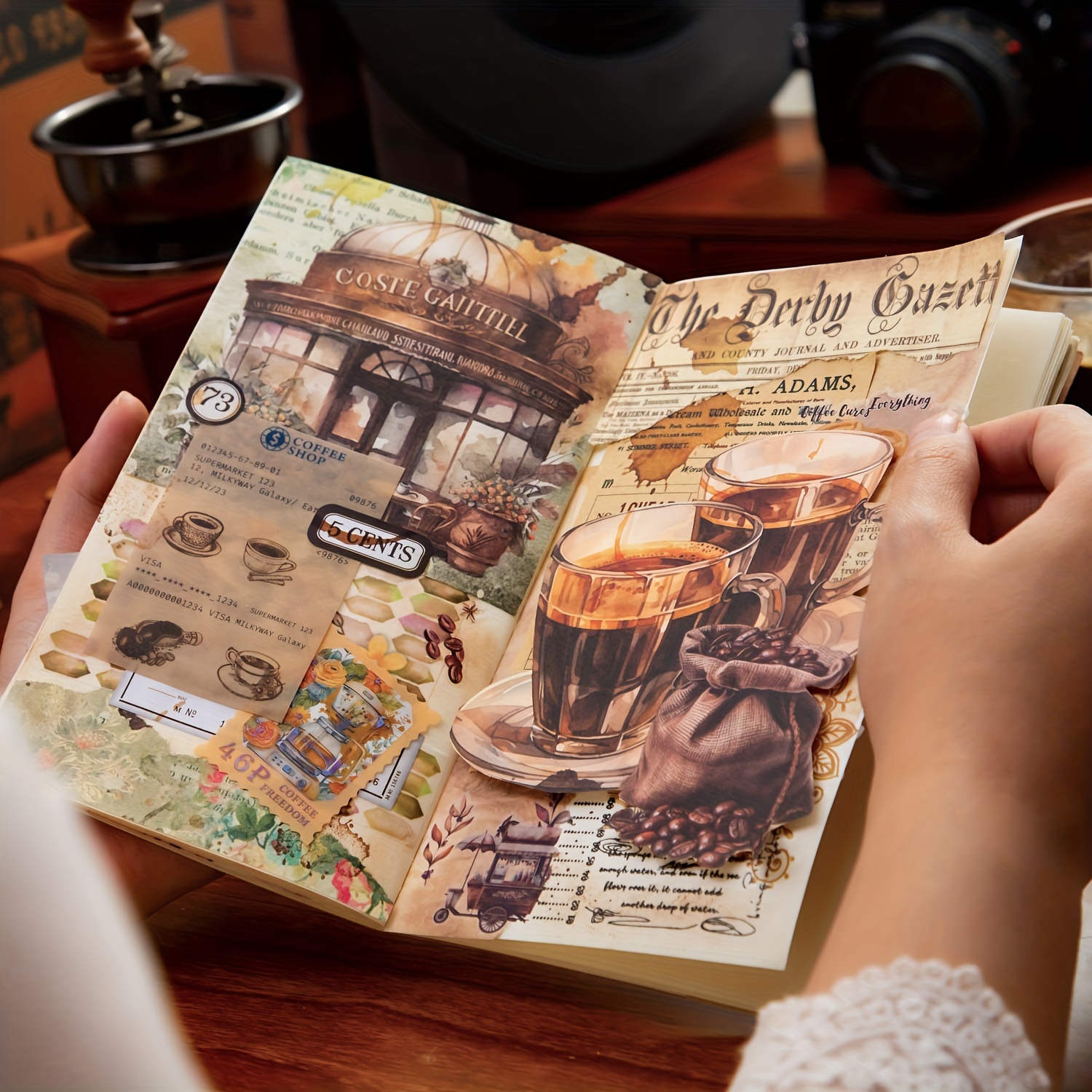 Book Material Paper Retro Coffee - Temu