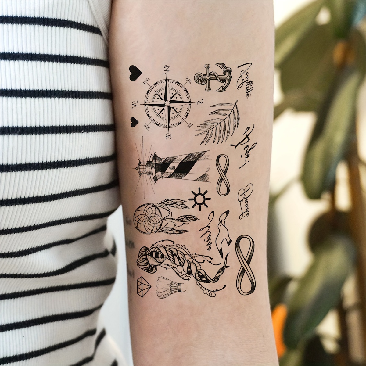 Nautical Adventure Temporary Tattoos Pack Anchor Maritime - Temu