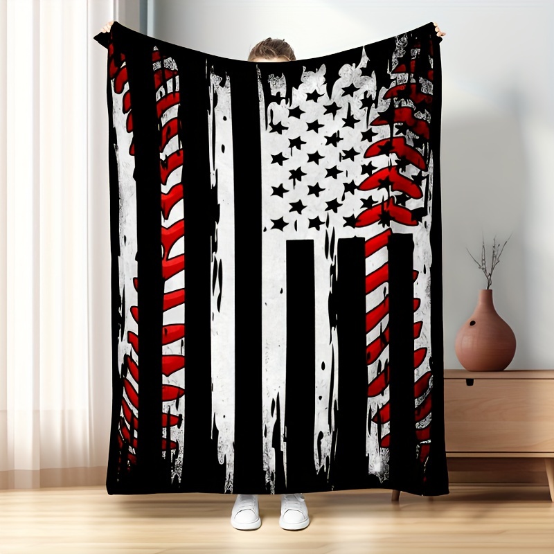 American Flag Football Flannel Blanket Nap Blanket Patriotic - Temu New ...