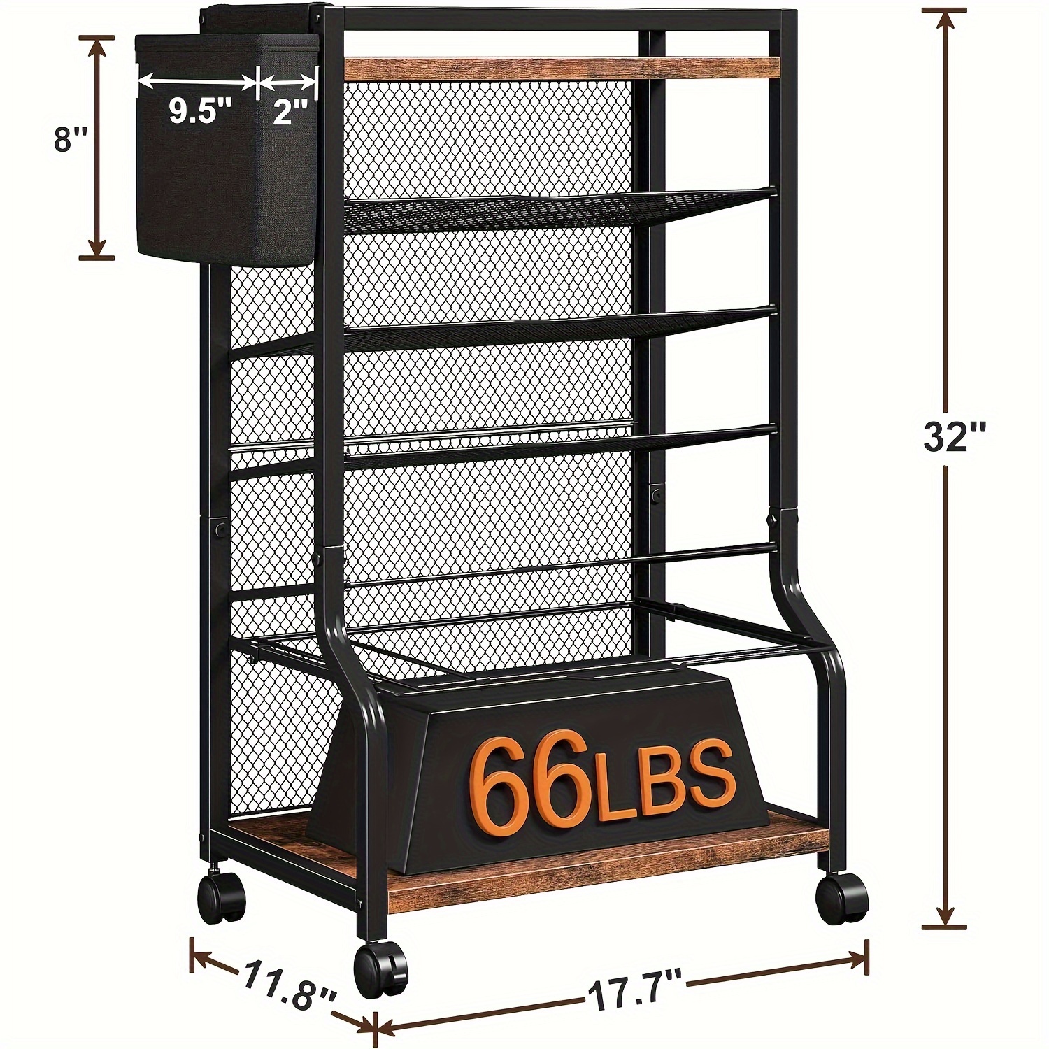 17.7"w 7-tier Rolling File Organizer With Hanging File Folders For A4 ...