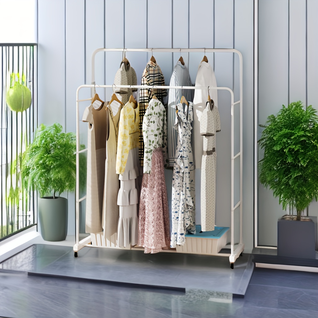 Adjustable Dual pole Metal Closet Organizer Wheels Shoe Rack - Temu ...