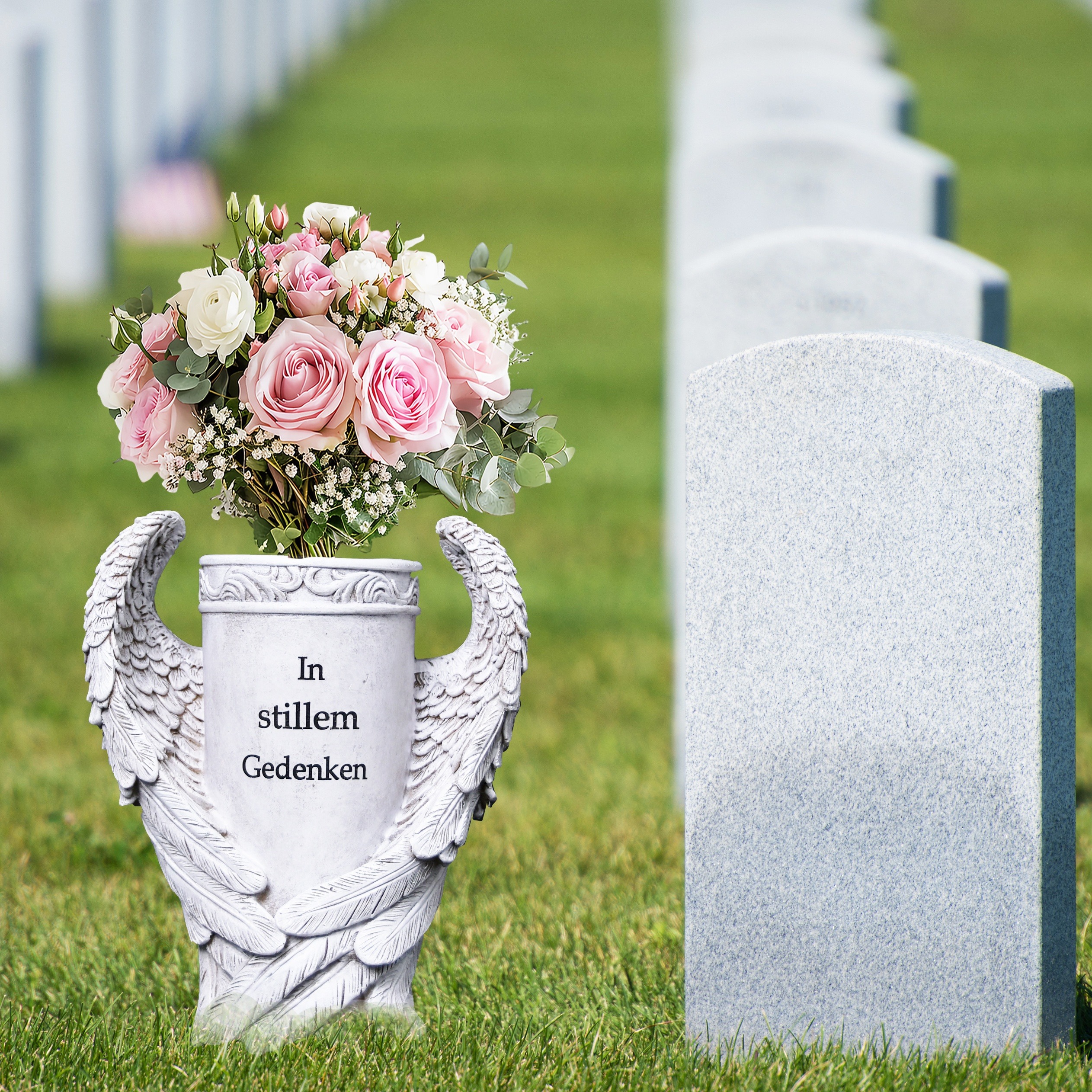 Angel Wings Memorial Vase Resin Cemetery Tombstone Decor - Temu