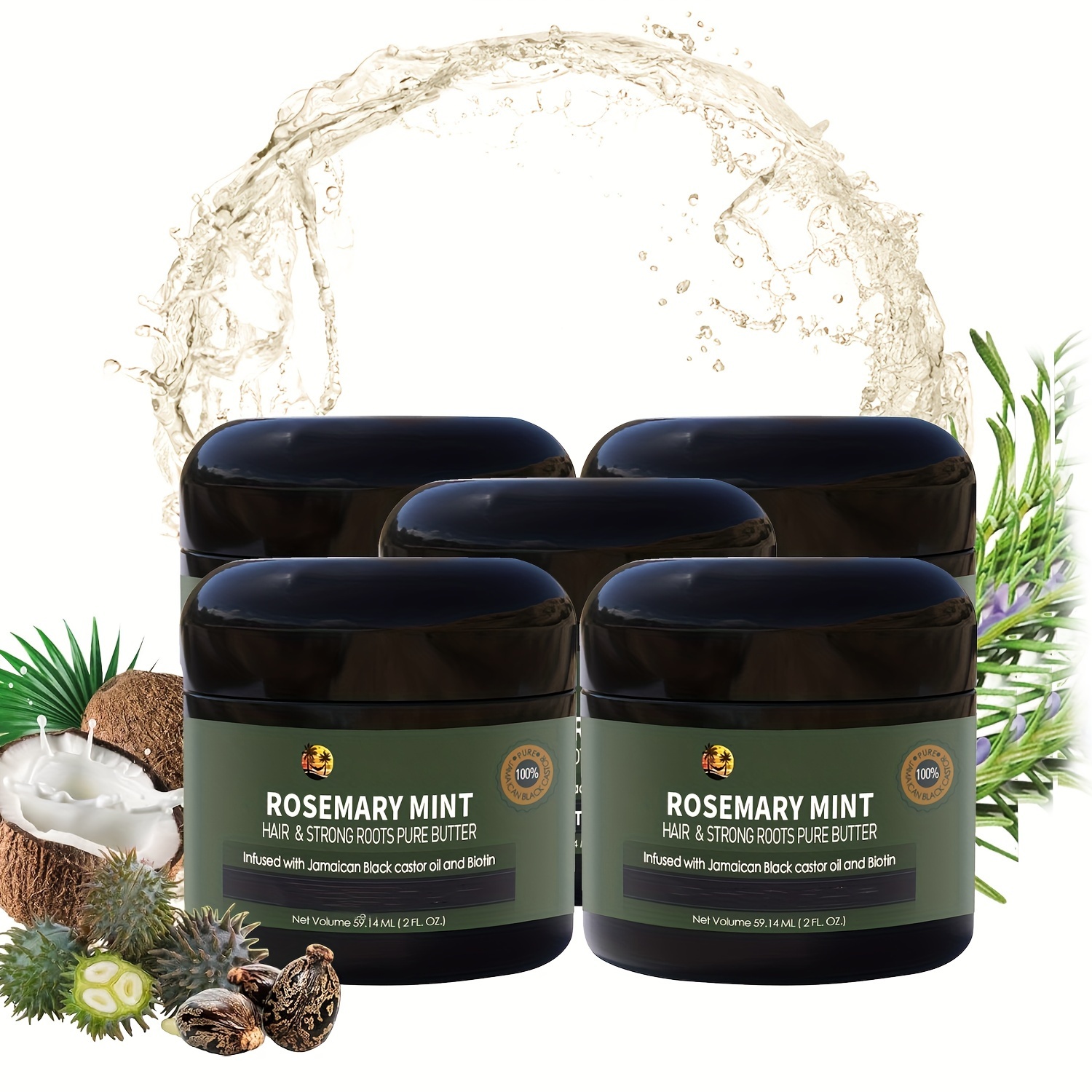 Rosemary Mint Hair Pure Butter Black Castor Oil - Temu