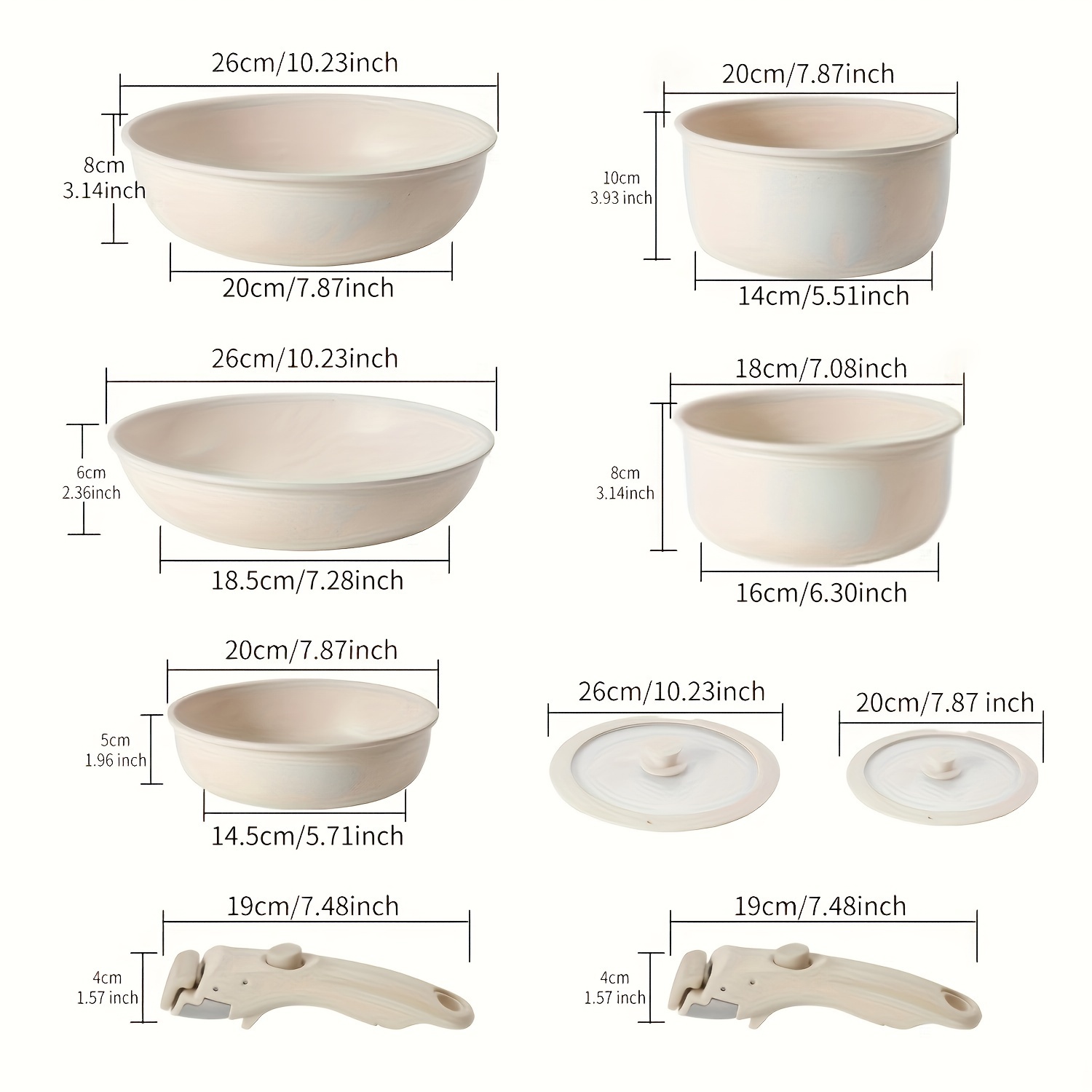Innovative Chic Non Stick Cookware Set Detachable Handles - Temu