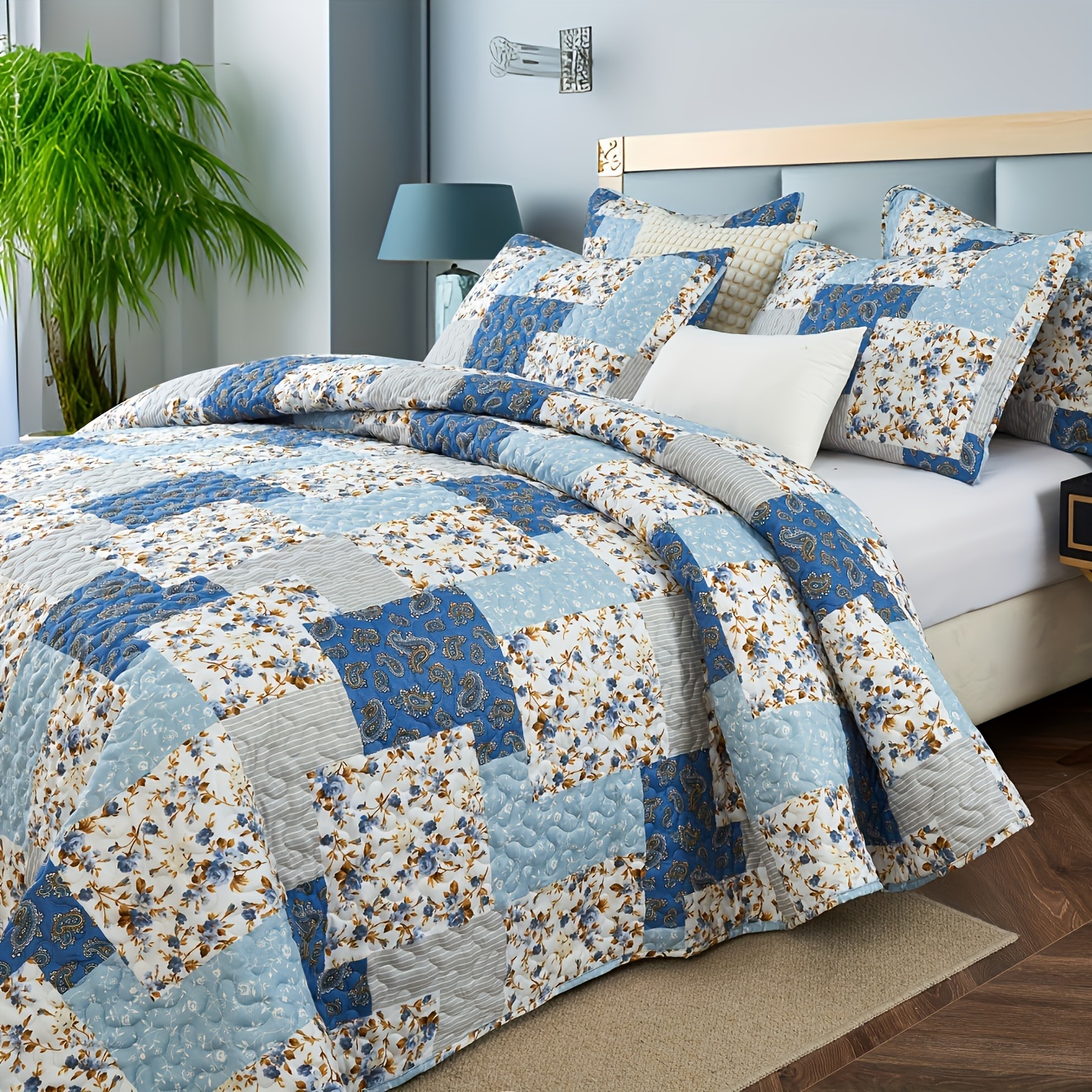 bed quilt set spa blue bedspreads summer quilt Temu