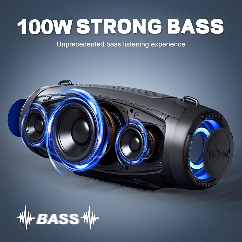 100W Wireless Boombox 100W Portable Bluetooth Speaker - Powerful ...