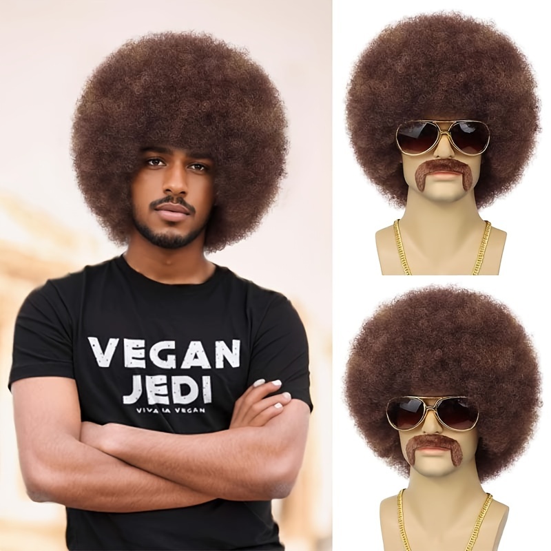 70s men s disco party afro wig set brown blonde hippie rock Temu United Kingdom