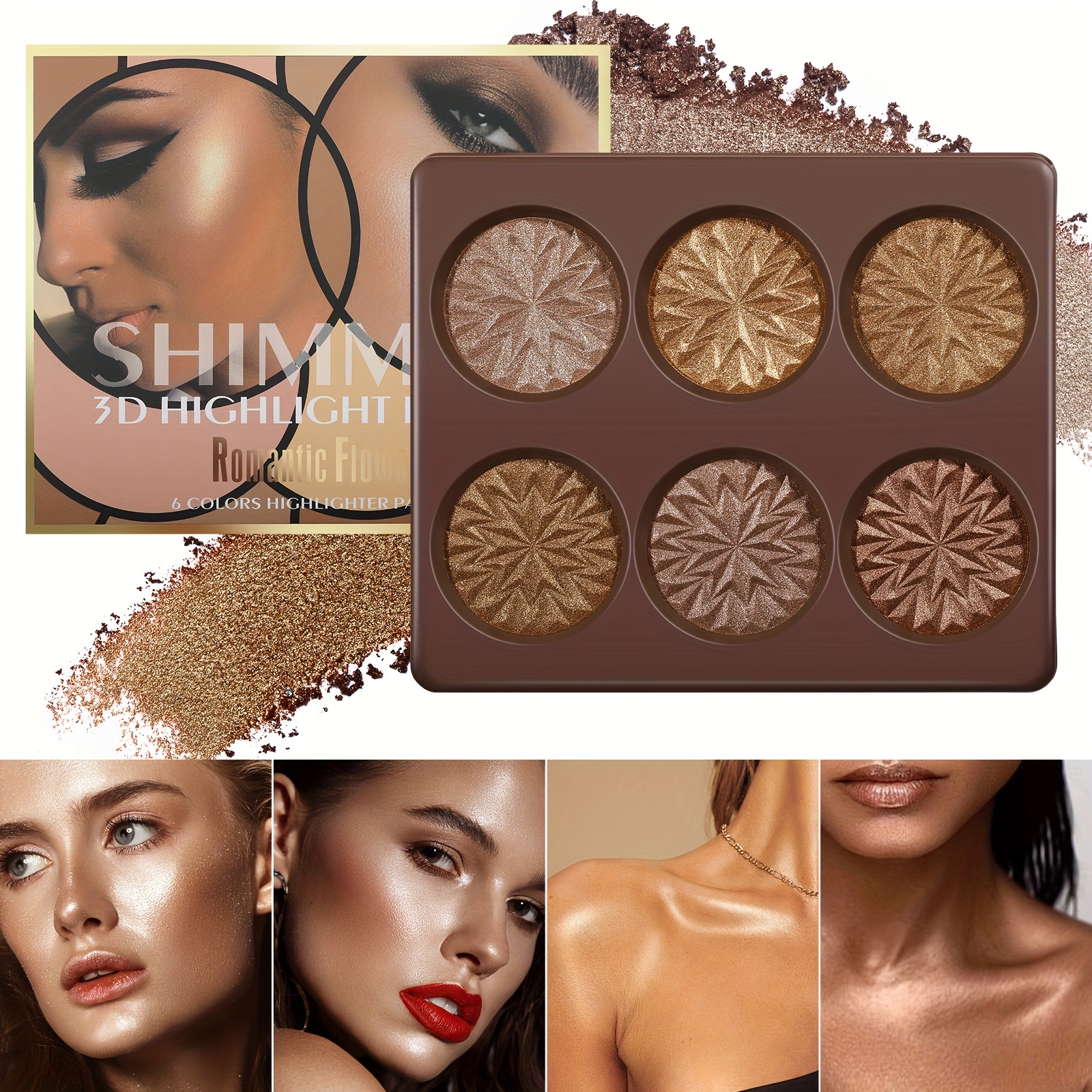 6 color highlighter makeup palette shimmer bronze contour shadow highlight eyeshadow palette eyeshadow cosmetic set