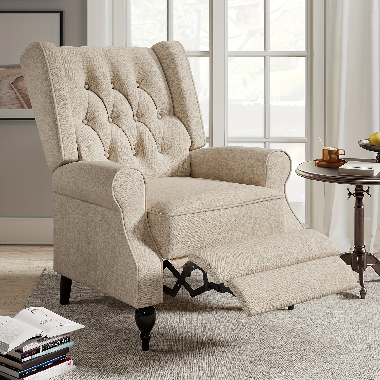 Beige wingback recliner store