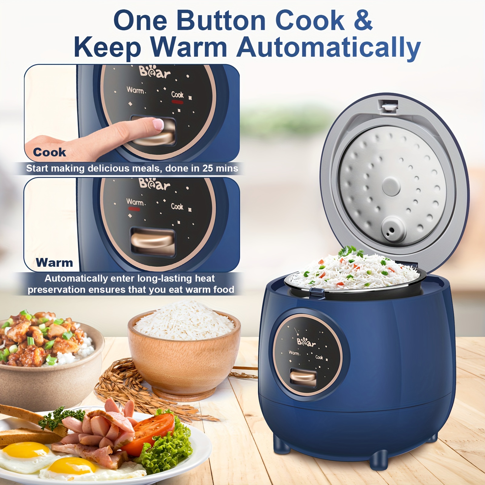 bear 2 cups mini rice cooker white oatmeal Temu
