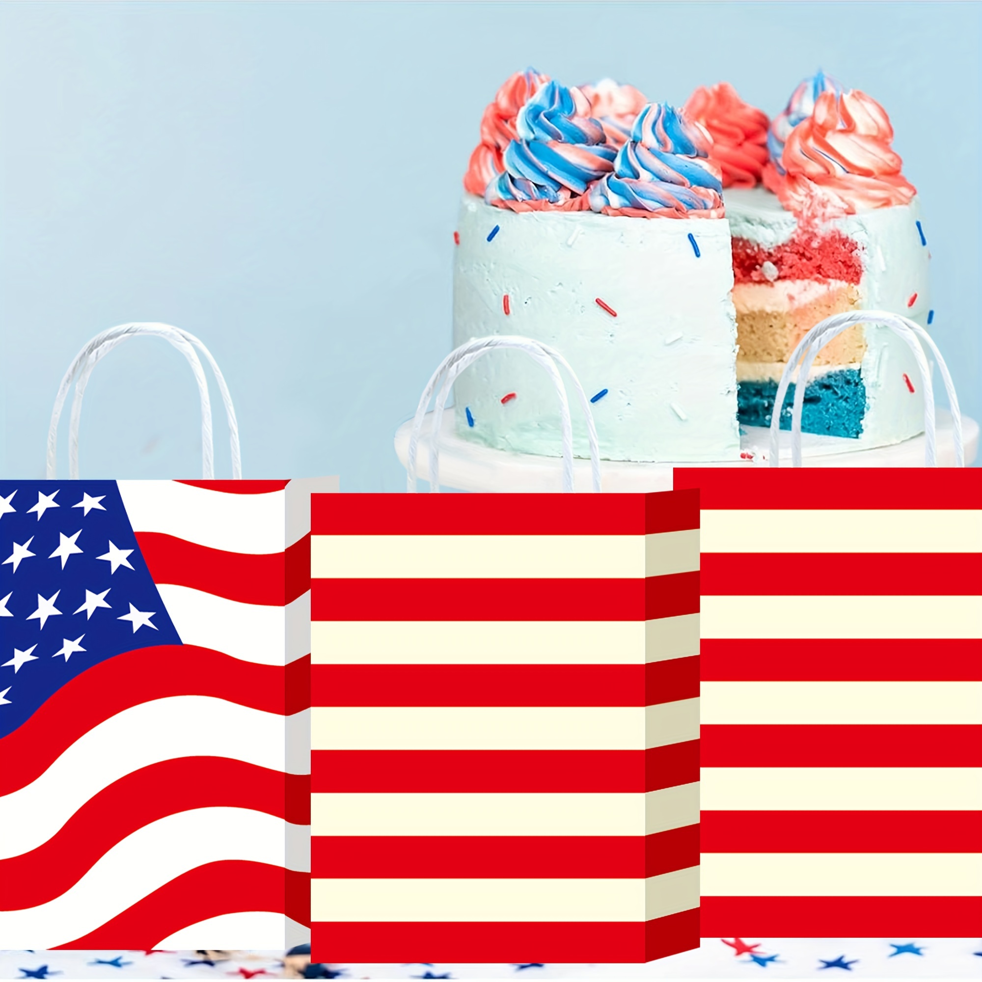 American Flag Patriotic Gift Bags Handles Paper Party Favor - Temu ...