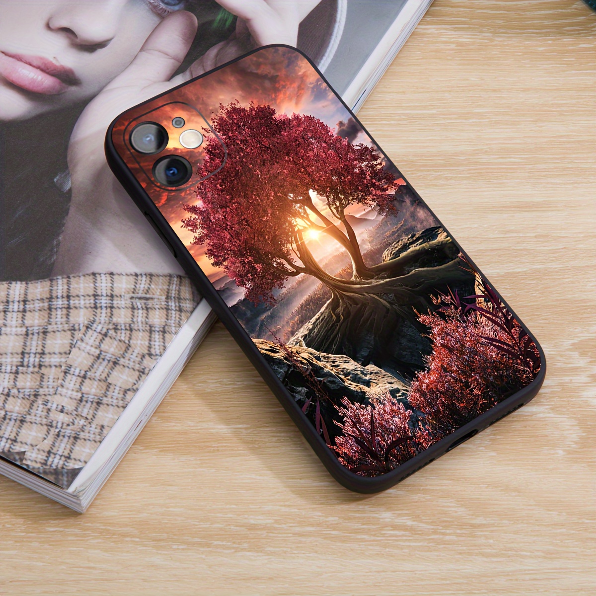 Black Matte Phone Case Beautifully Patterned Rising Sun - Temu Portugal