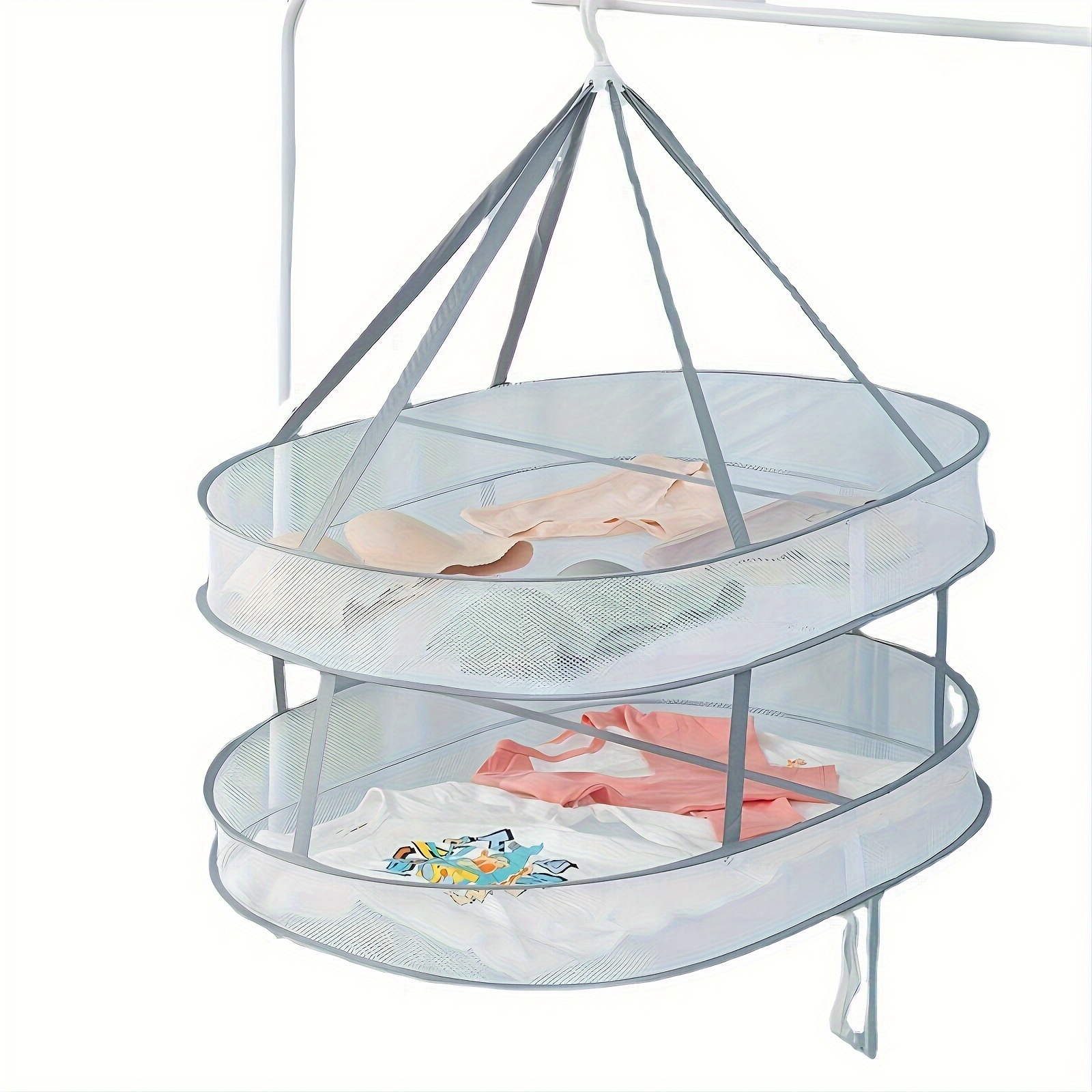 Double Layers Drying Baskets Foldable Mesh Clothes Hanging - Temu Canada