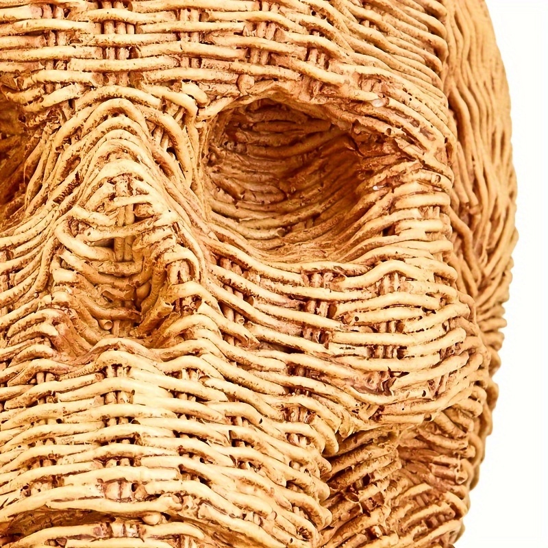 Brown Faux Rattan Resin Skull Tabletop Decor - Temu