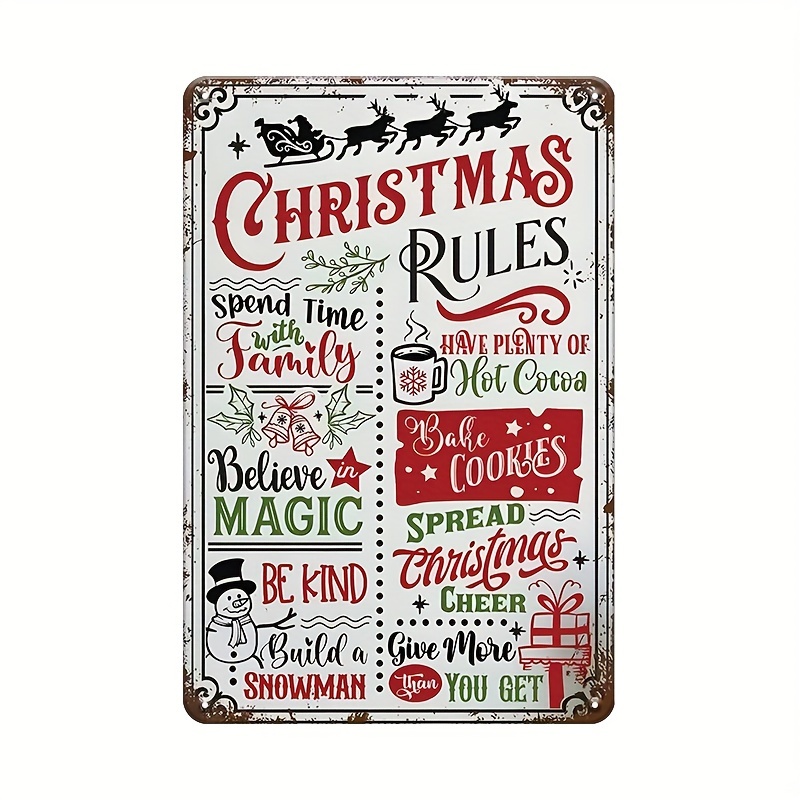 Christmas Rules Metal Tin Sign Iron Decor Pre - Temu New Zealand