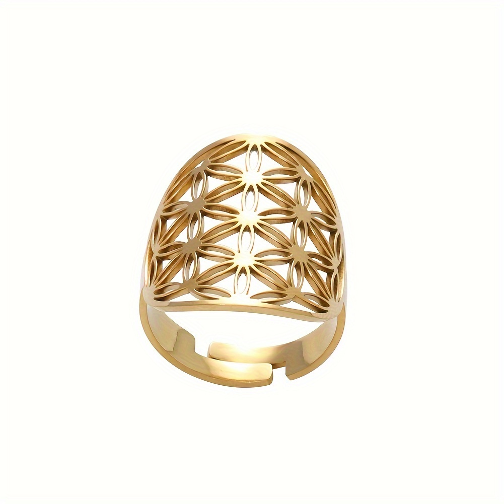 Elegant Luxury Hollow Flower Band Ring Simple Style - Temu United Kingdom