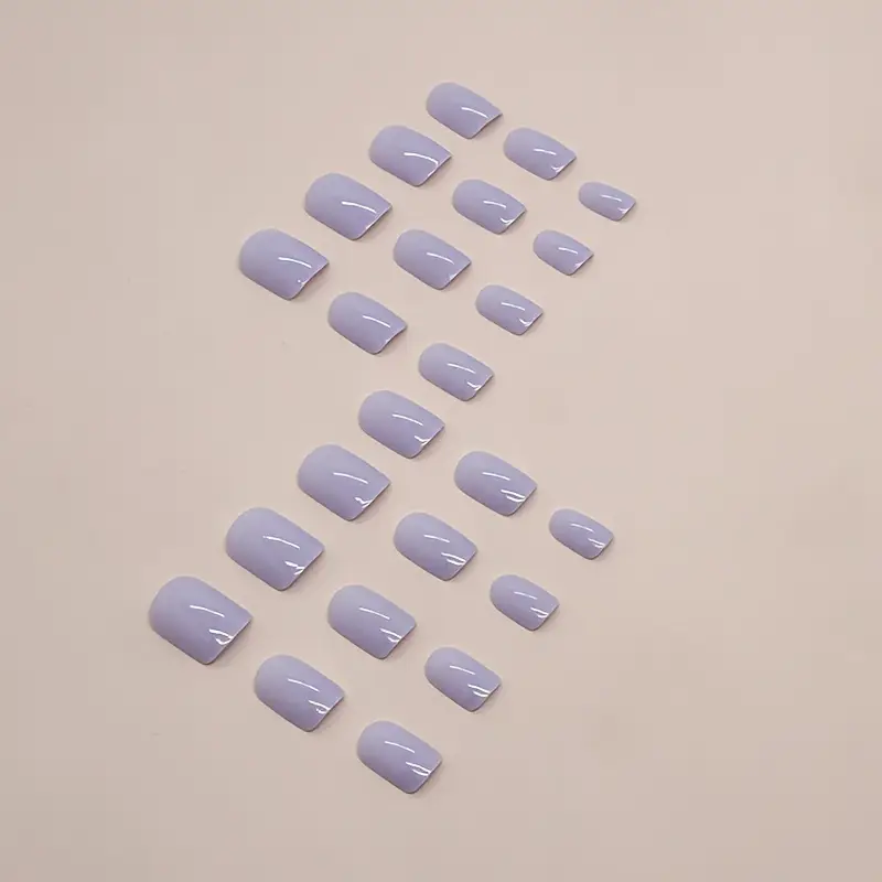 Lustrous Squares 24 Piece Light Purple Press On Nails Set Glossy