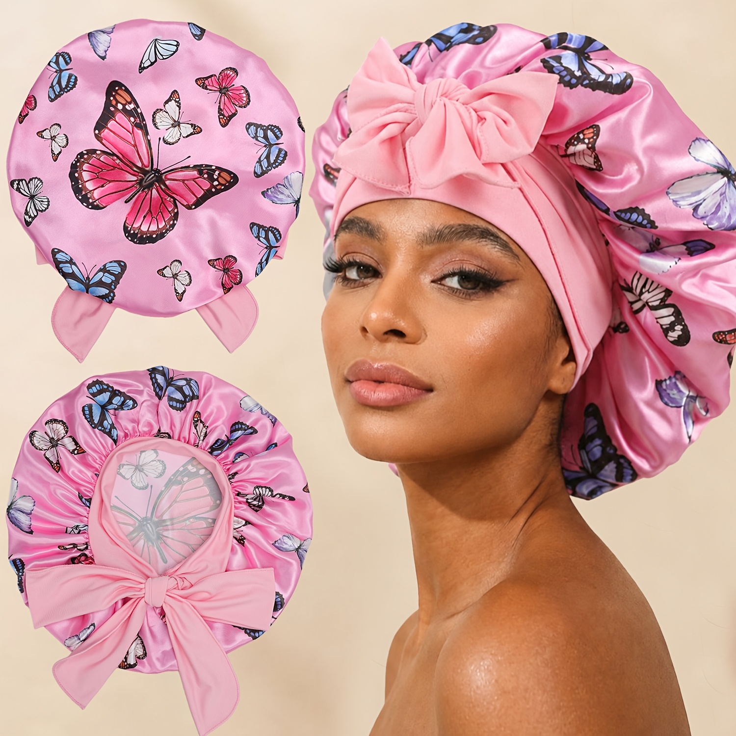 satin silk hair bonnet sold on Temu United States