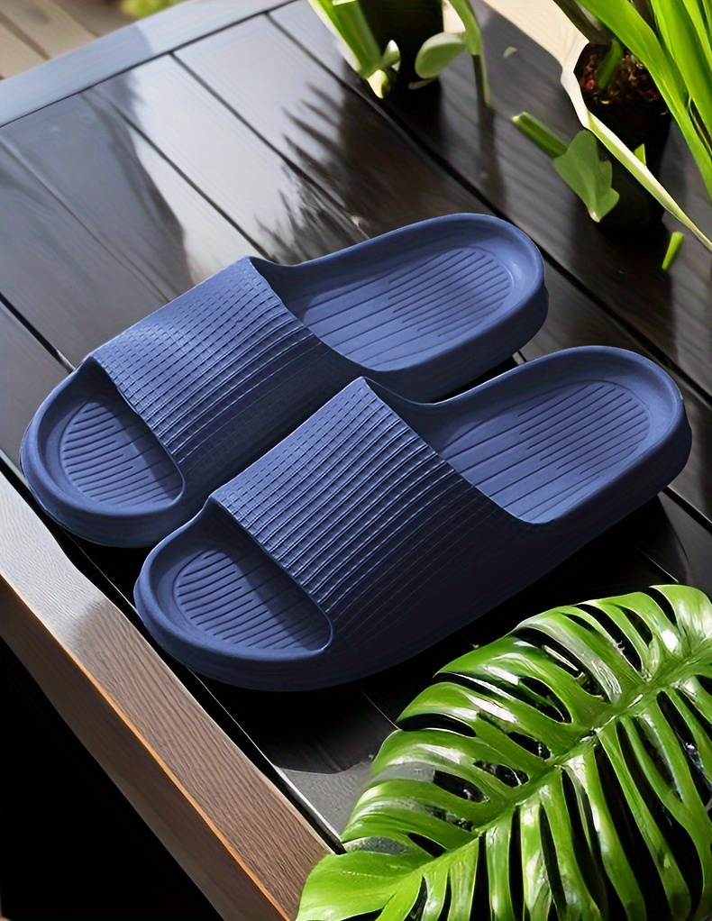 Mens Slides Casual Non Slip Slippers Open Toe Shoes For Indoor Outdoor Beach Shower Spring And ...