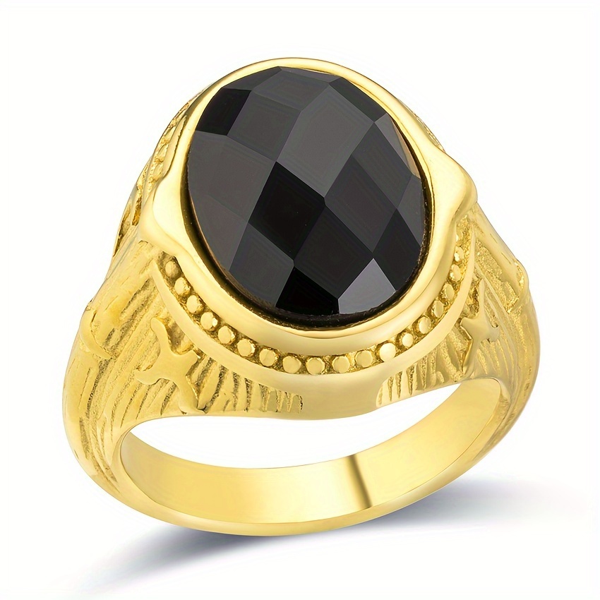 Fashion Stainless Steel Golden Ring Men Hip Hop Rap - Temu United Kingdom