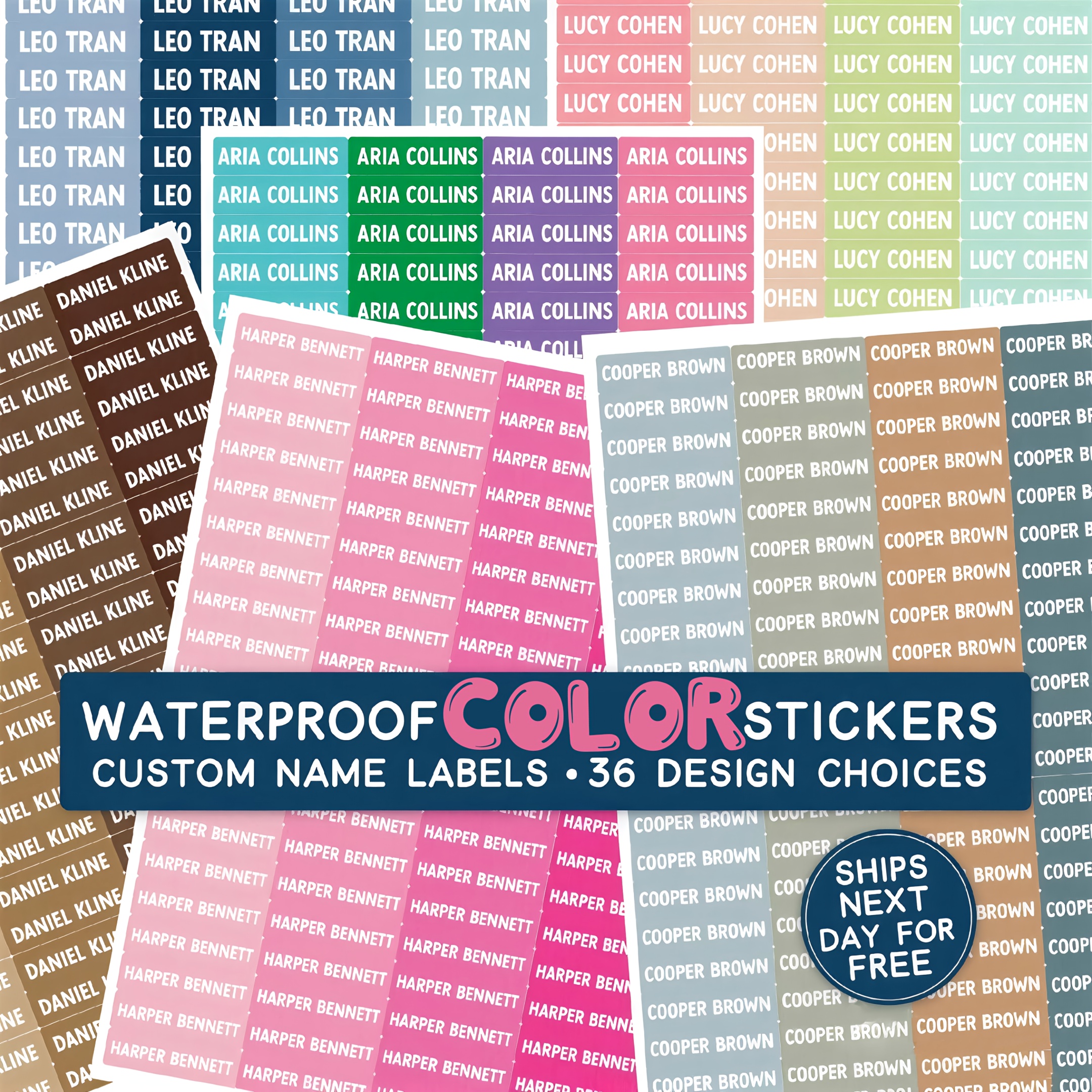 name stickers sold on Temu United States